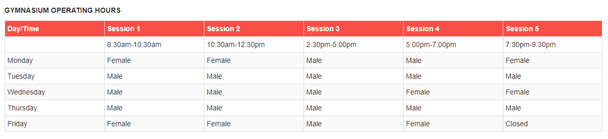 UNITEN Gymnasium Schedule – SRC UNITEN